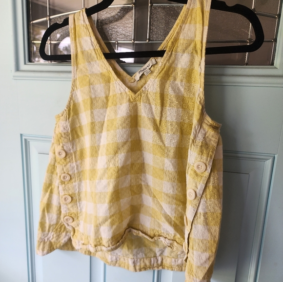 Tops | Yellow Gingham Madewell Swing Tank | Poshmark